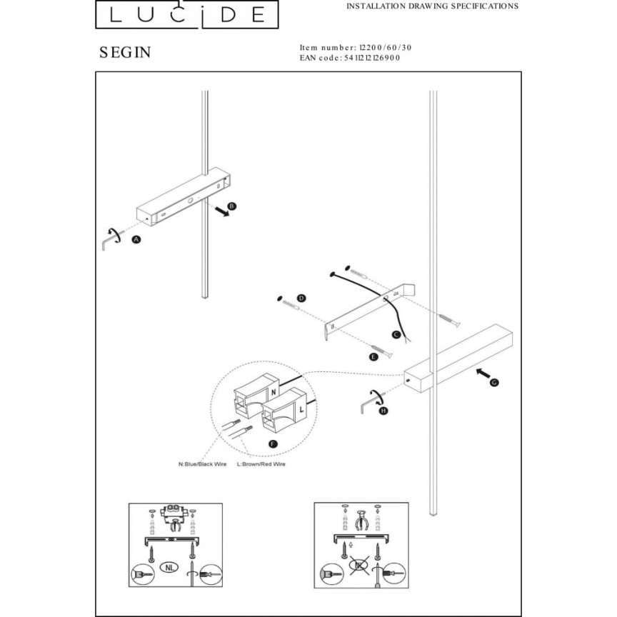 Kinkiet podłużny minimalistyczny Segin 60 LED czarny Lucide
