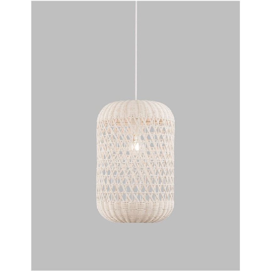 Lampy boho | Lampa rattanowa wisząca boho Penida Long 24 biała