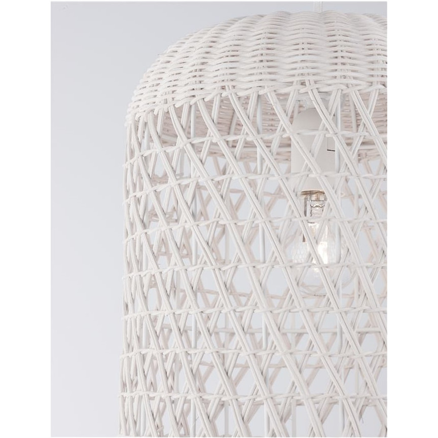 Lampy boho | Lampa rattanowa wisząca boho Penida Long 24 biała