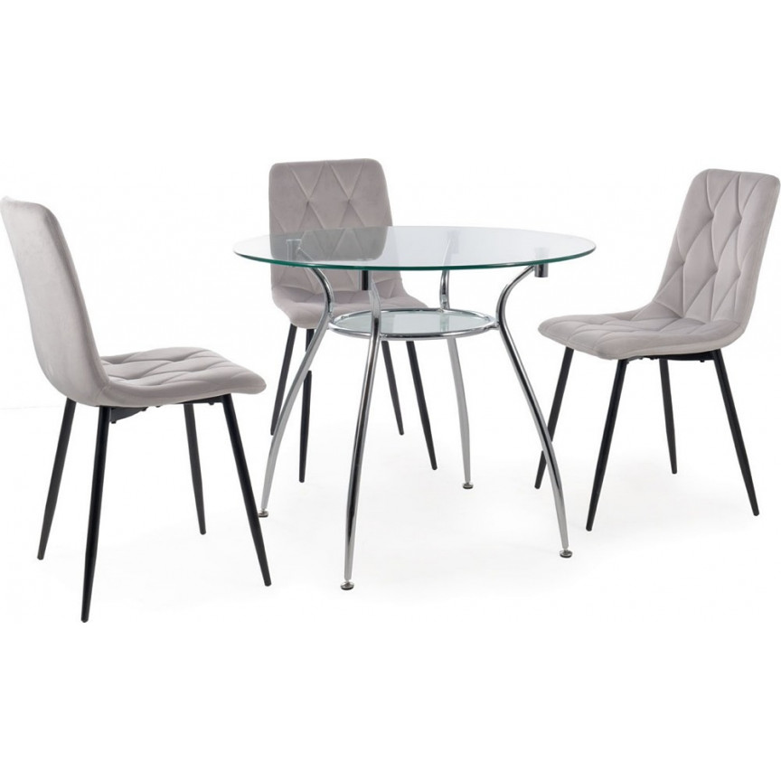 Tom light grey quilted velvet chair Signal