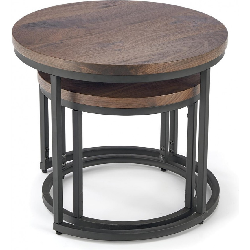 Oreo walnut&black set of round coffee tables Halmar