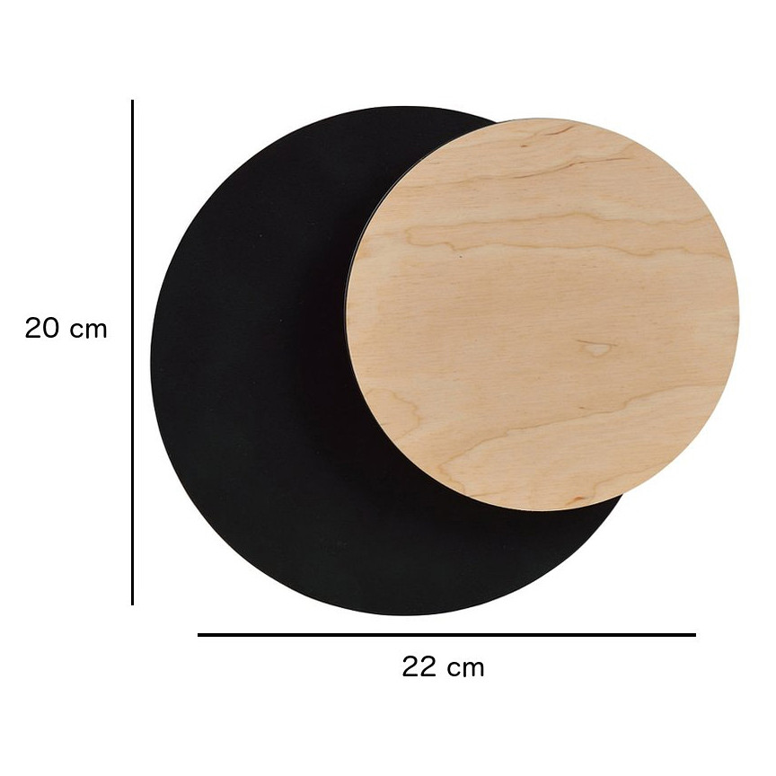 Polish Circle 22 wood&black round plywood wall lamp Emibig - modern ...