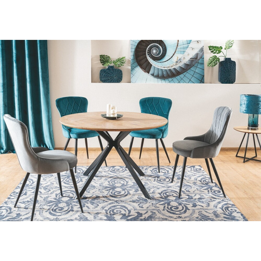 Aster 120 oak&black round industrial dining table Signal