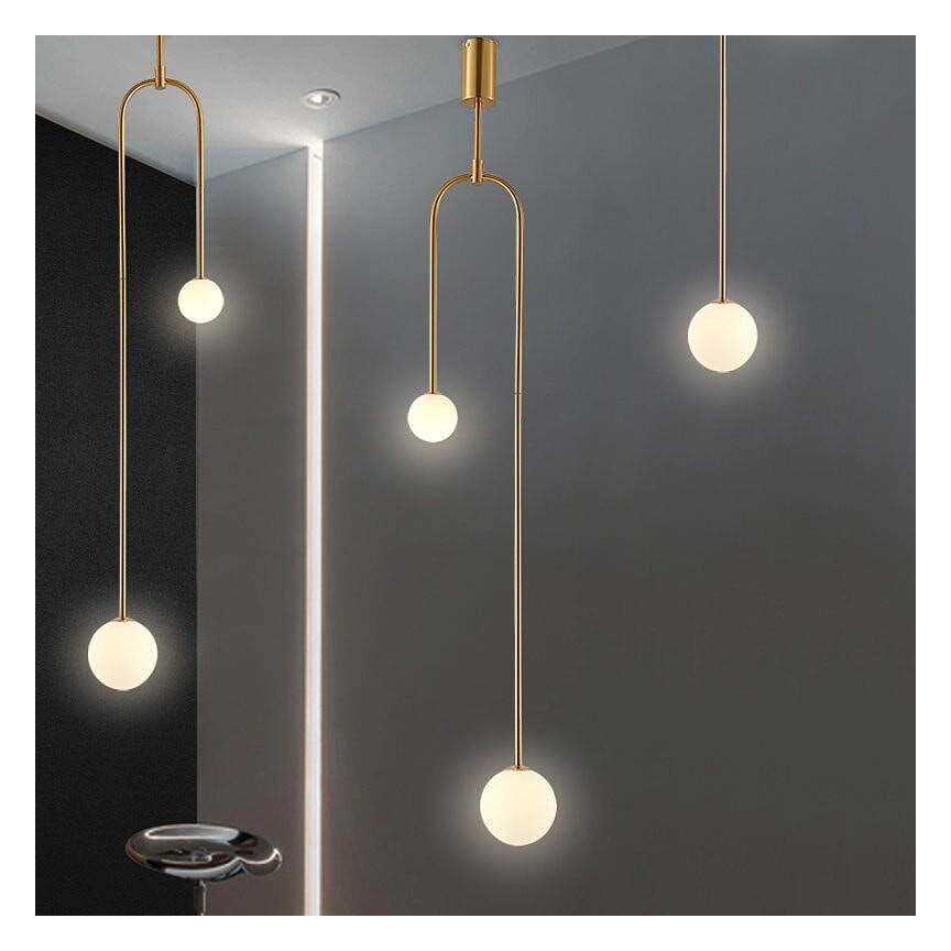 Lampa sufitowa 2 szklane kule Loop biało-złota Step Into Design