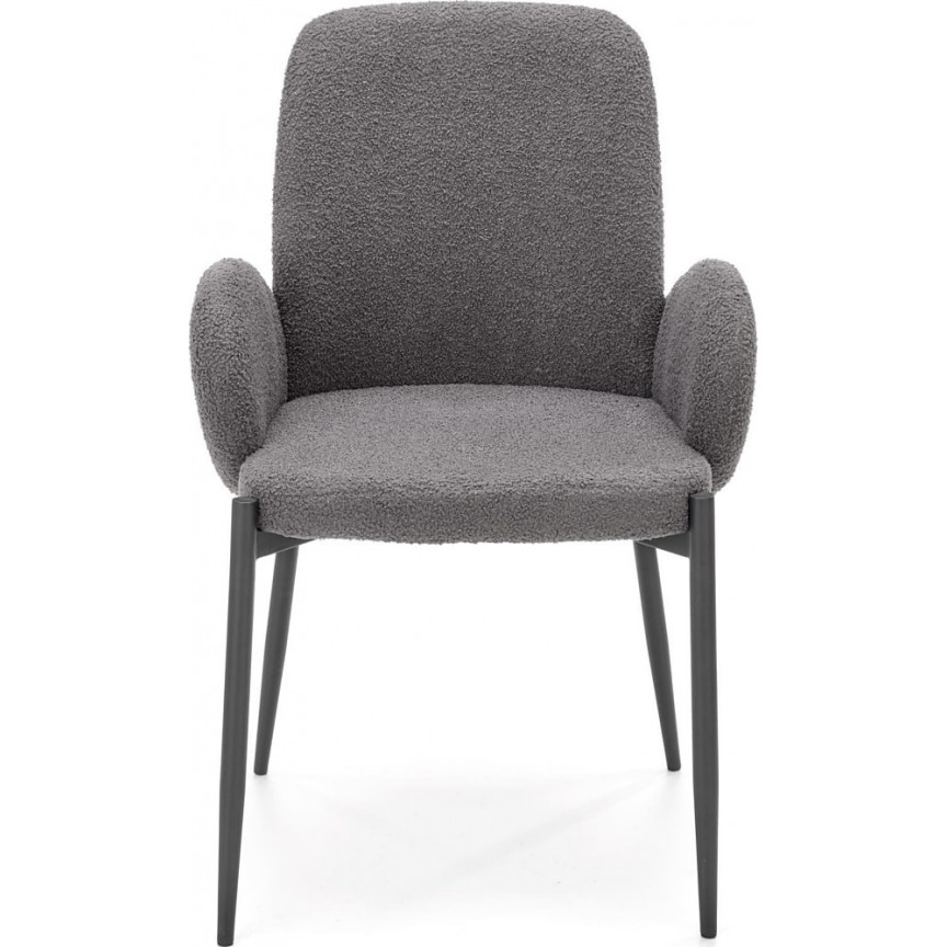 Krzesło tapicerowane bouclé z podłokietnikami K477 szare Halmar