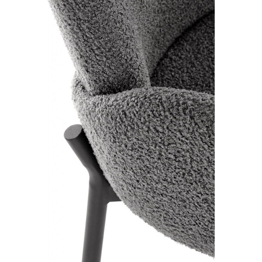 Krzesło tapicerowane bouclé z podłokietnikami K477 szare Halmar