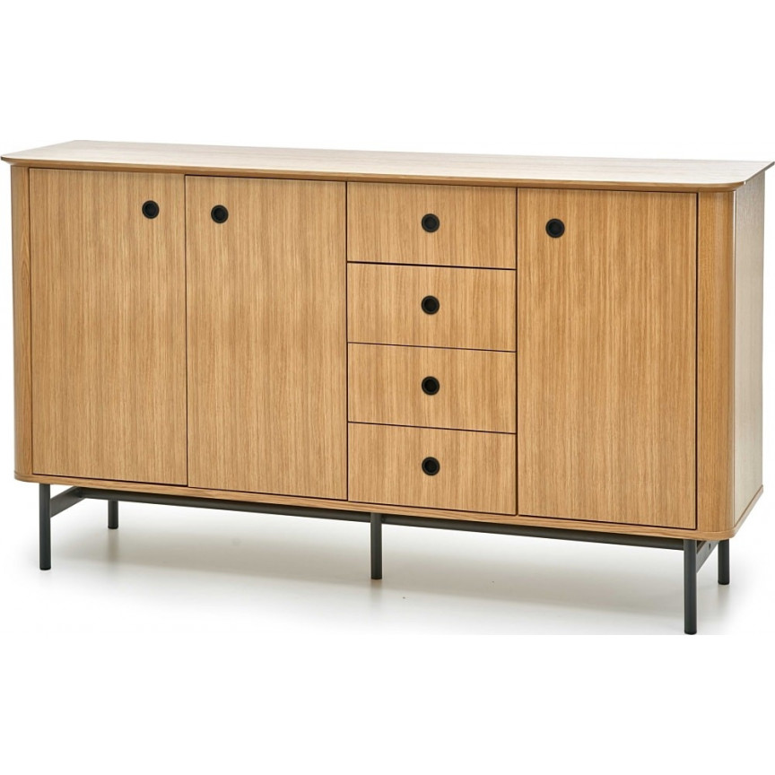 Komoda retro na nóżkach Smart 167cm dąb naturalny/czarny Halmar