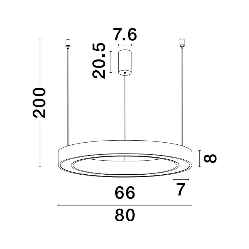 Cole LED 80cm white round pendant lamp with remote control